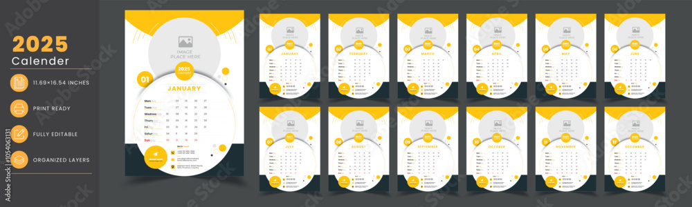 Modern 2025 Calendar Template – Clean, Minimalist Design for Office or ...