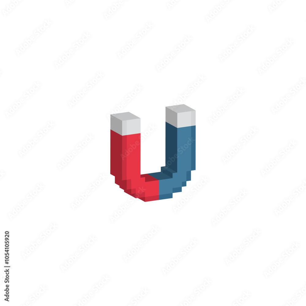 isometric Magnet icon 8 bit, pixel art magnetic icon for game logo ...