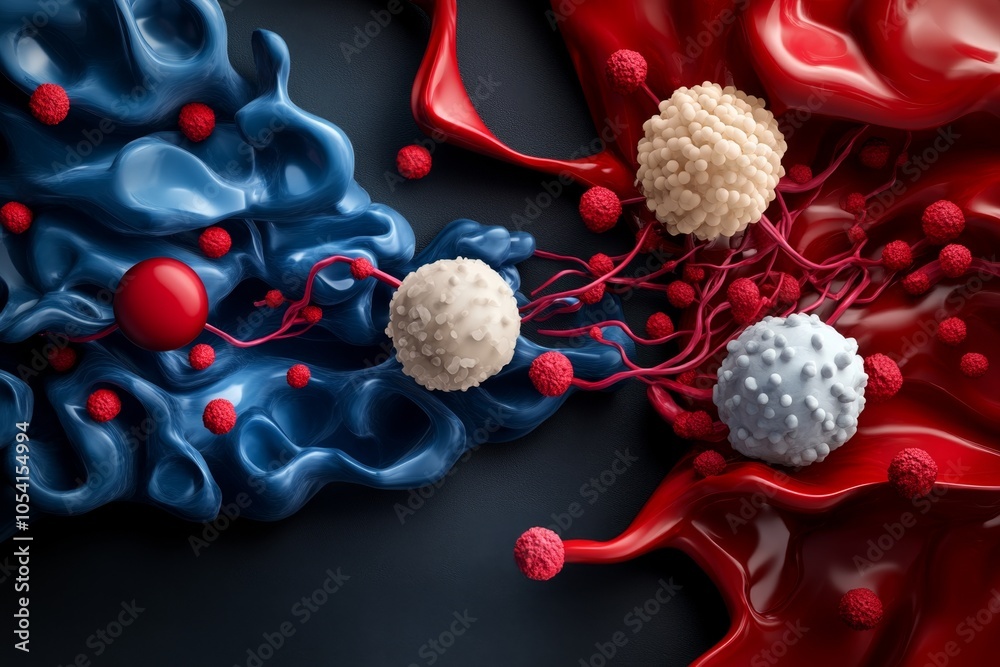 Watercolor illustration of stem cells surrounded by their ...
