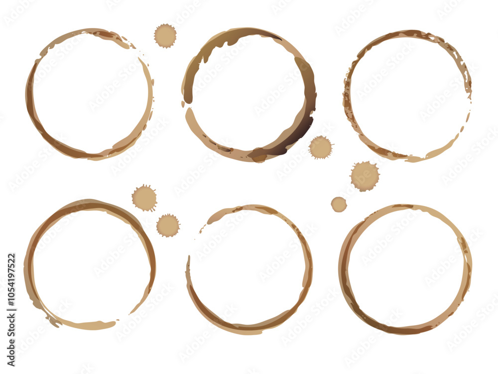 Coffee cup vector stains, Isolated on white coffee stain background ...