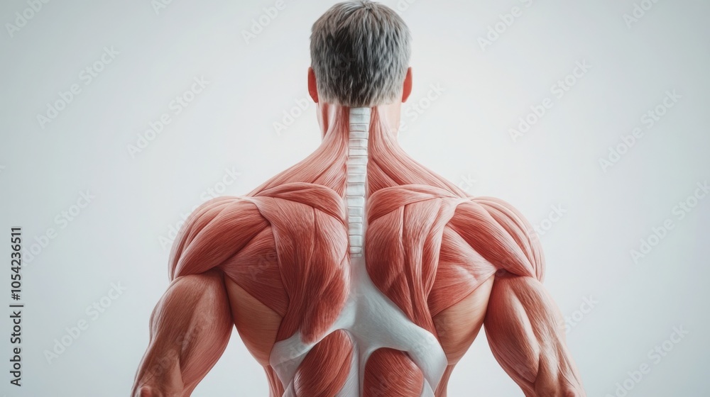 Muscular system diagram showing the muscles of the back, including the ...