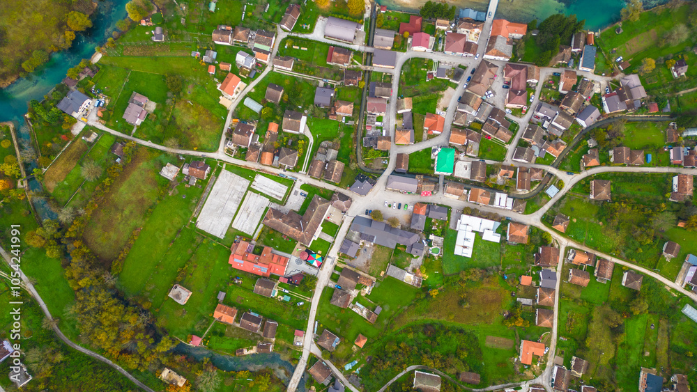 Kulen Vakuf and the ancient fortress Stari Grad Ostrovica, viewed from ...