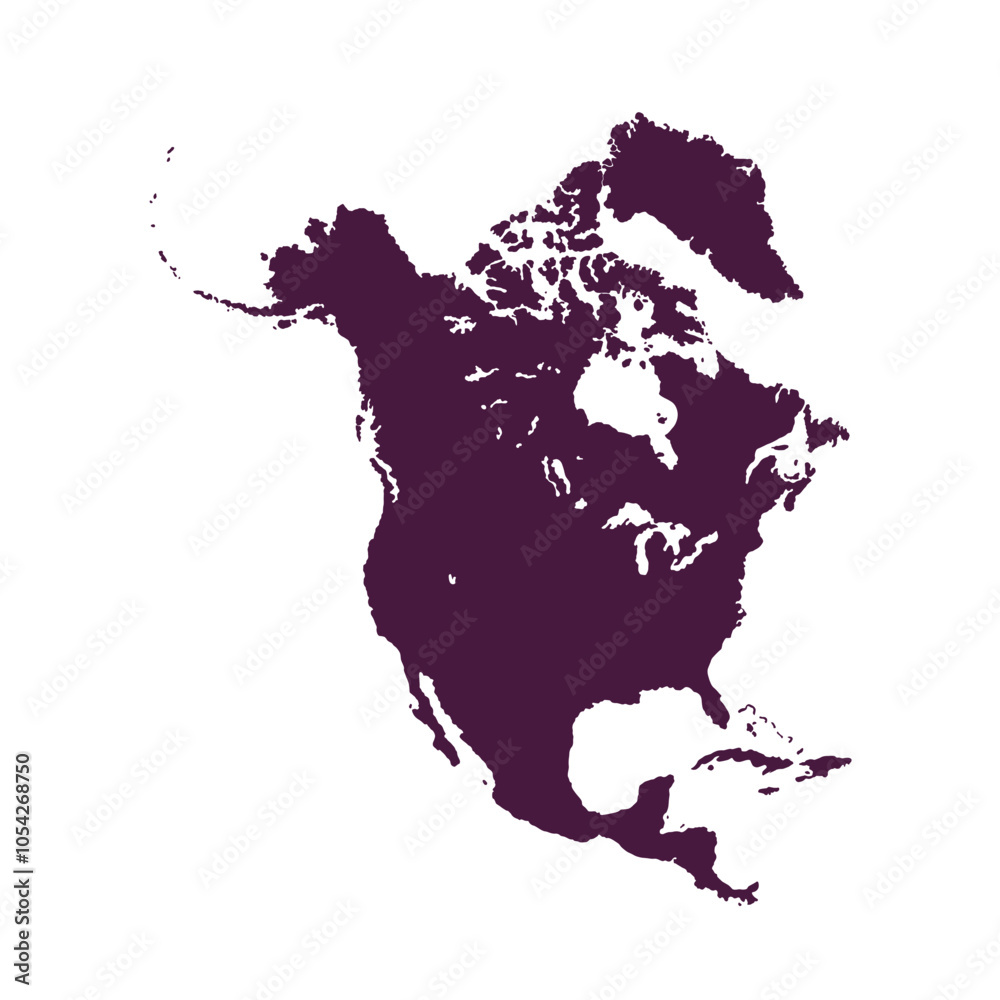 Map of North America, sign silhouette. World Map Globe. Vector ...