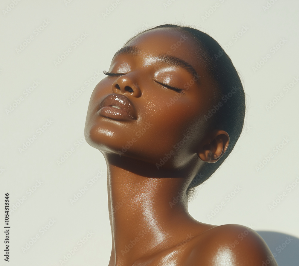 beautiful young gen x gen z model black african glowing skin skincare ...