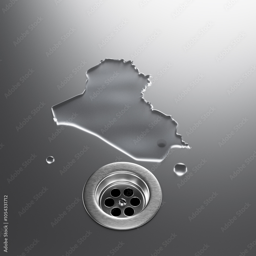 Iraq Water Map With Drainage Metal Sink Save Water And Water Wastage ...