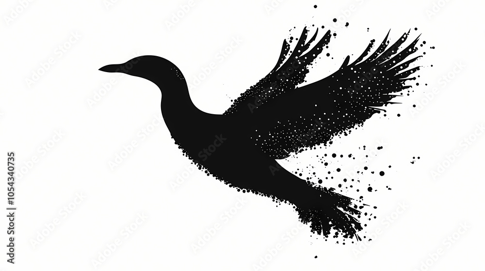 Loon black silhouette style vector illustration art isolated on ...
