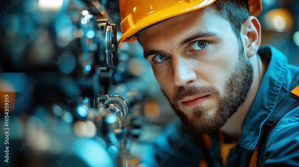 Automotive engineer inspecting electric vehicle components on an ...