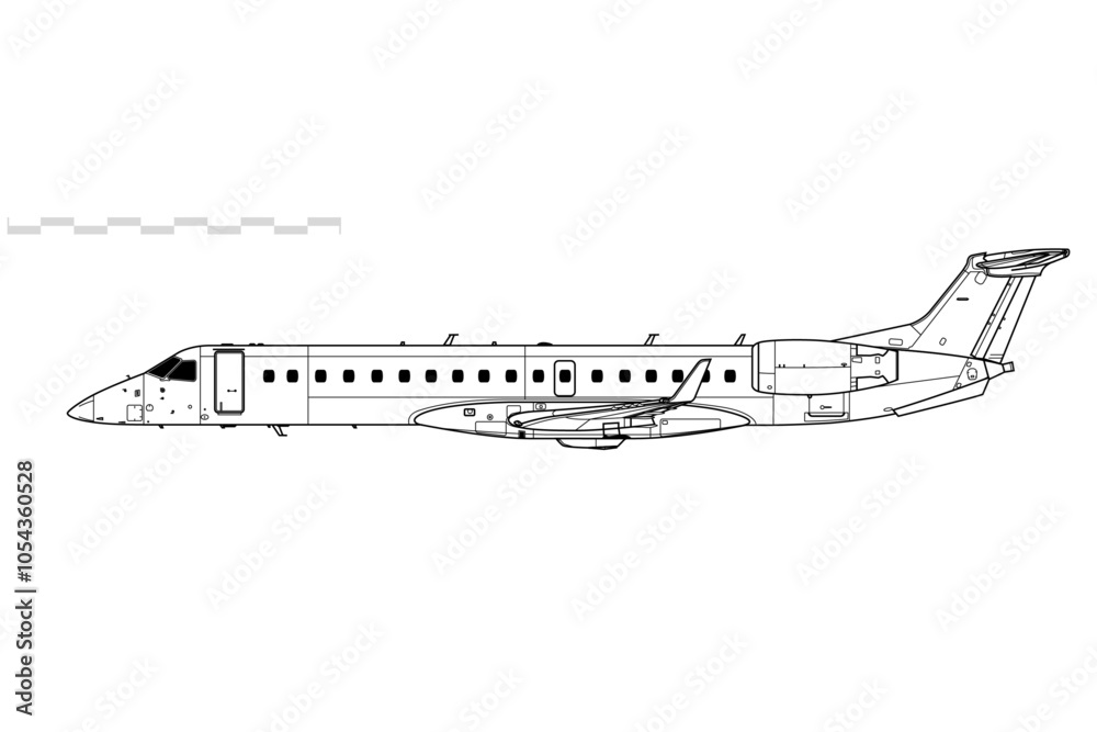 Vector de Stock Embraer ERJ-145XR. Vector drawing of regional jet ...