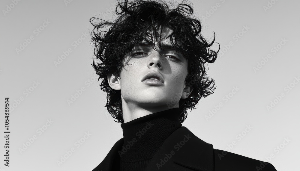 Sharp, messy hairstyle with lifted front layers, capturing the essence ...