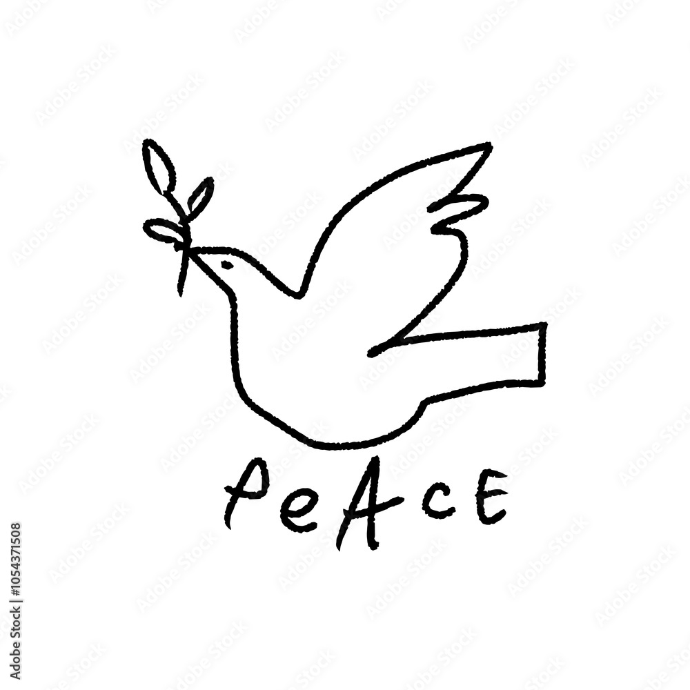 Childish pencil schematic primitive dove bird drawing, baby style ...