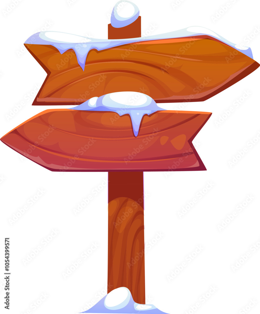 Wooden winter Christmas sign board with snow. Isolated cartoon vector ...