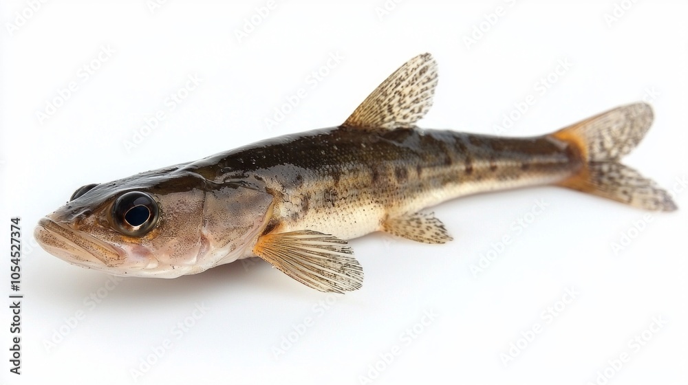 Mudfish Neochanna is presented on a pure white background highlighting ...