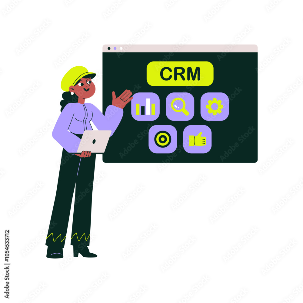 CRM specialist presenting customer relationship management tools on ...