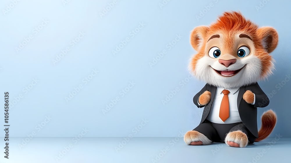 Cute and Friendly Lion Cub Wearing a Business Suit Confidently Smiling ...