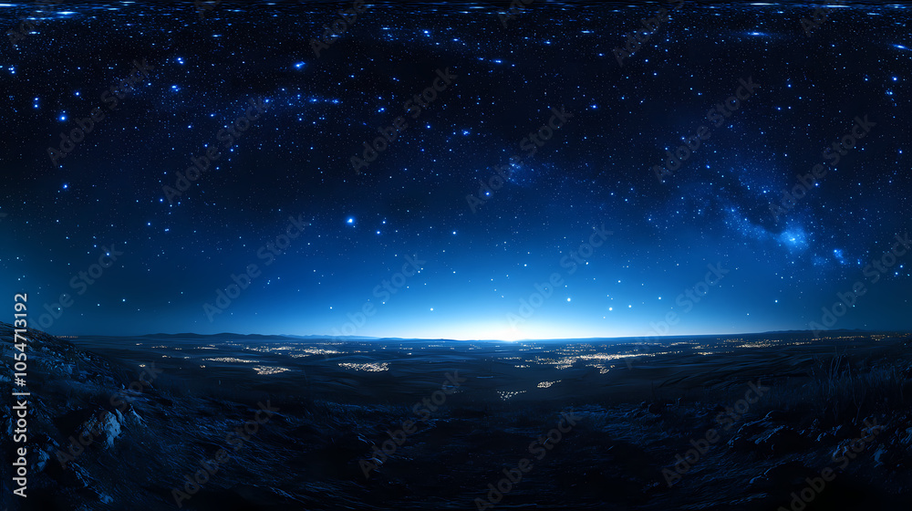 starry night sky environment map, with a blue tone and stars scattered ...