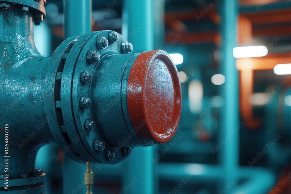 Industrial vacuum pump with pipes and valves, high-detail textures in a ...