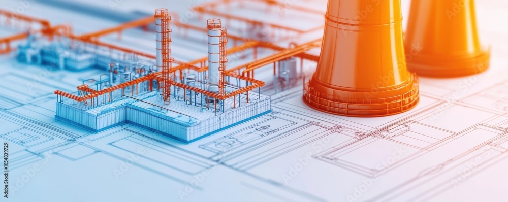 Ilustración de Stock Schematic exploded view of a factory layout ...