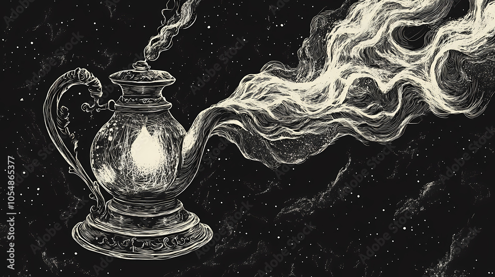 Magic lantern sketch line art engraving png illustration. scratch board ...