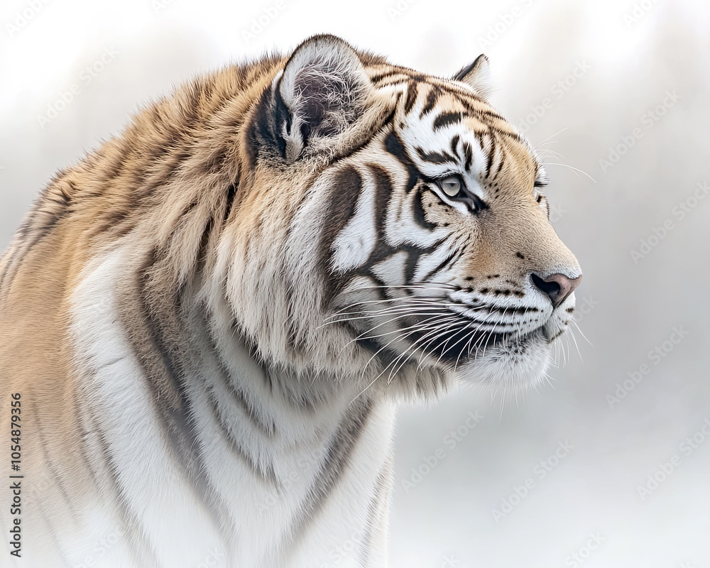 full body profile image of Siberian Tiger, clean white background Stock ...