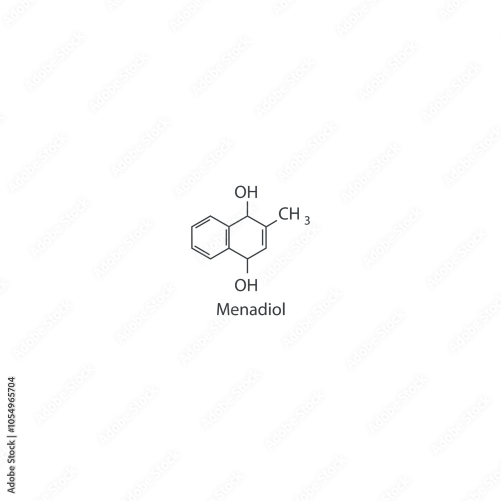 Menadiol skeletal structure diagram.Vitamin K vitamer compound molecule ...