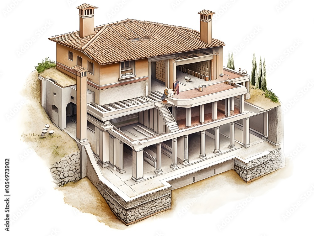 Detailed Schematic of an Ancient Roman Hypocaust Cross Section View ...