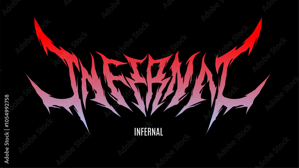 Vector design of 'INFERNAL' in jagged, metal-inspired typography with a ...