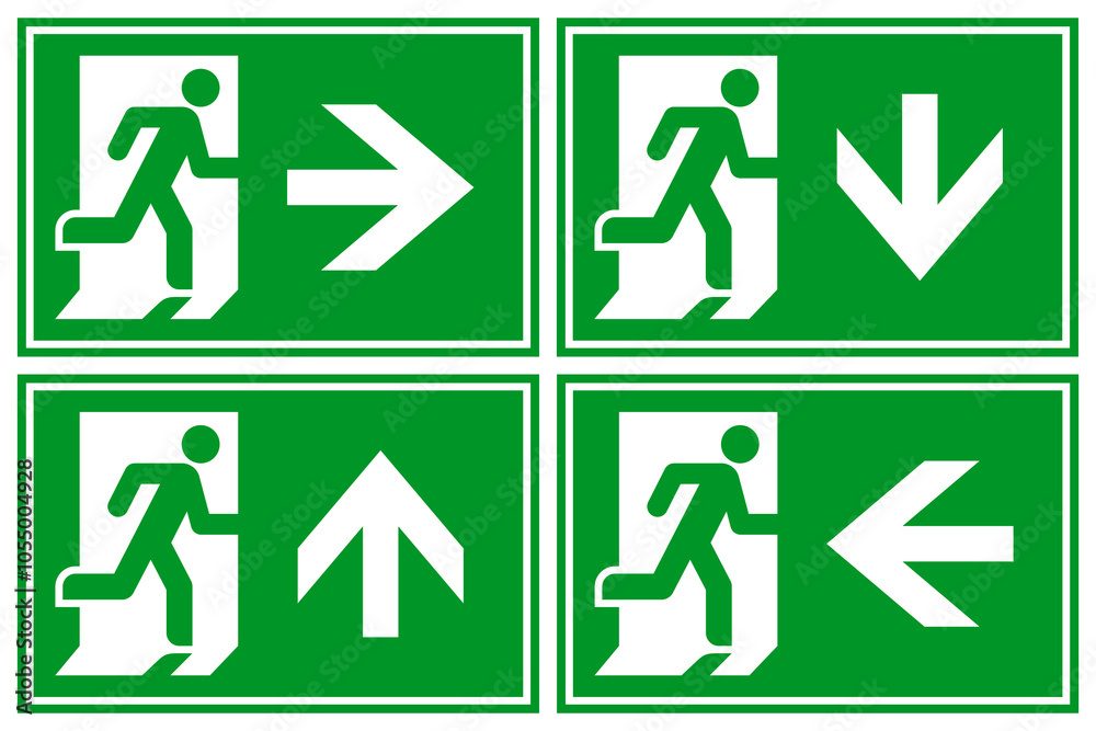 Running man and exit door sign. Exit way icon. Emergency exit. Safety ...