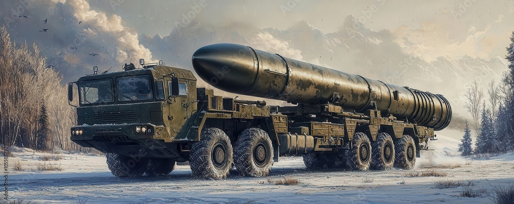 Military truck carrying nuclear missile, high resolution photography ...