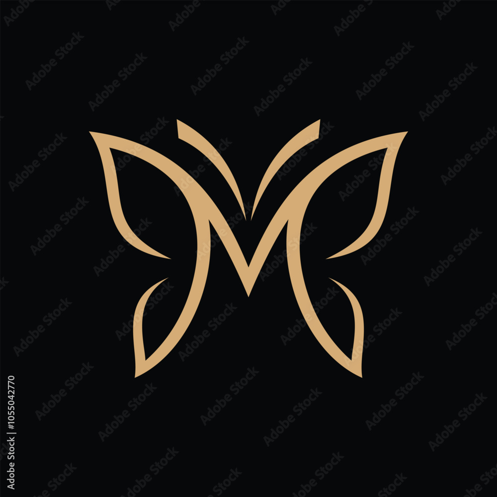 Initial Letter M Butterfly and Leaves, For Cosmetics and beauty Logo ...