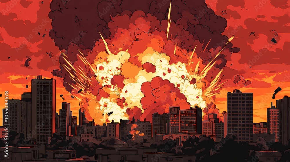 Explosion scene that looks like it could be in a movie.generated by AI ...