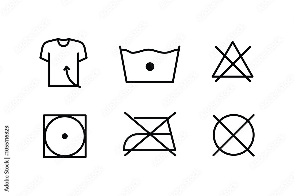 Washing Instructions, Set of washing symbol, laundry care icons ...