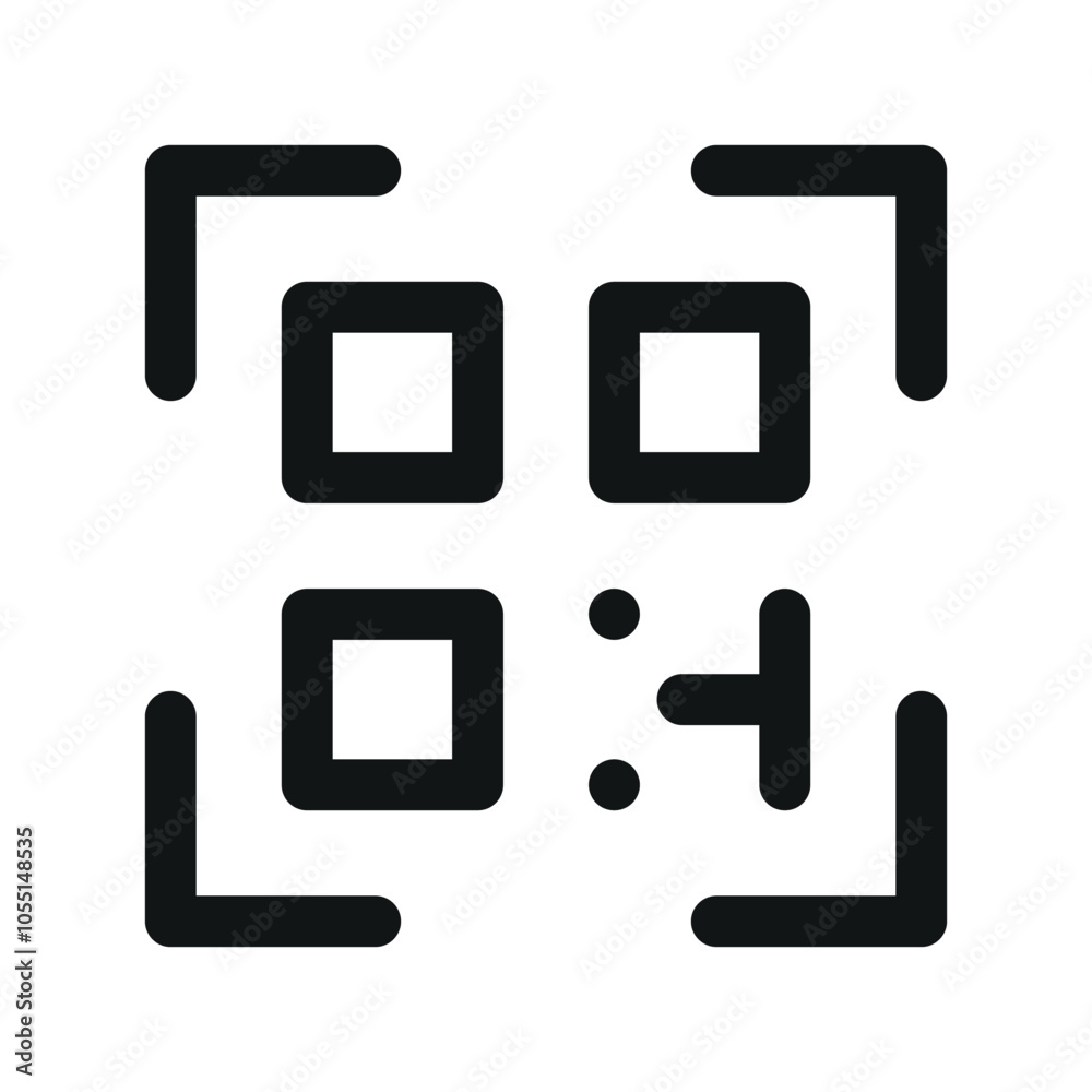 QR code scanner UI icon, QR code reader simple line user interface ...