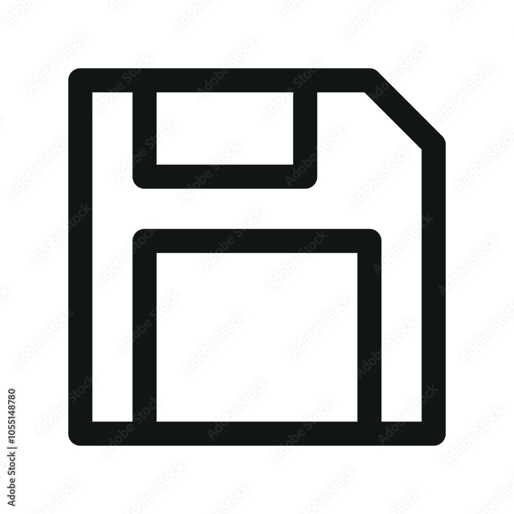 Save diskette UI icon, floppy disk simple line user interface vector symbol Stock Vector | Adobe ...