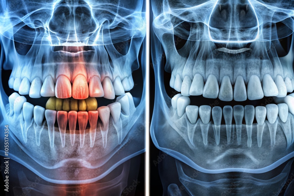 Dental radiograph analysis of impacted last molar extraction, featuring ...