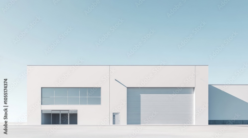 Modern Warehouse Exterior: Clean lines and minimalist design of a ...