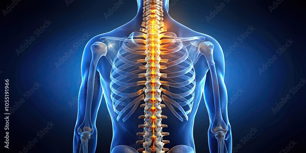 Anatomy of human spine with highlighted vertebrae, spine, vertebrae ...