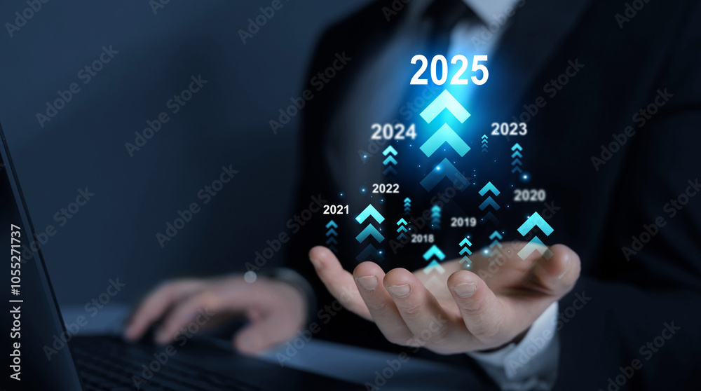 Increase arrow graph corporate future growth year 2024 to 2025 ...