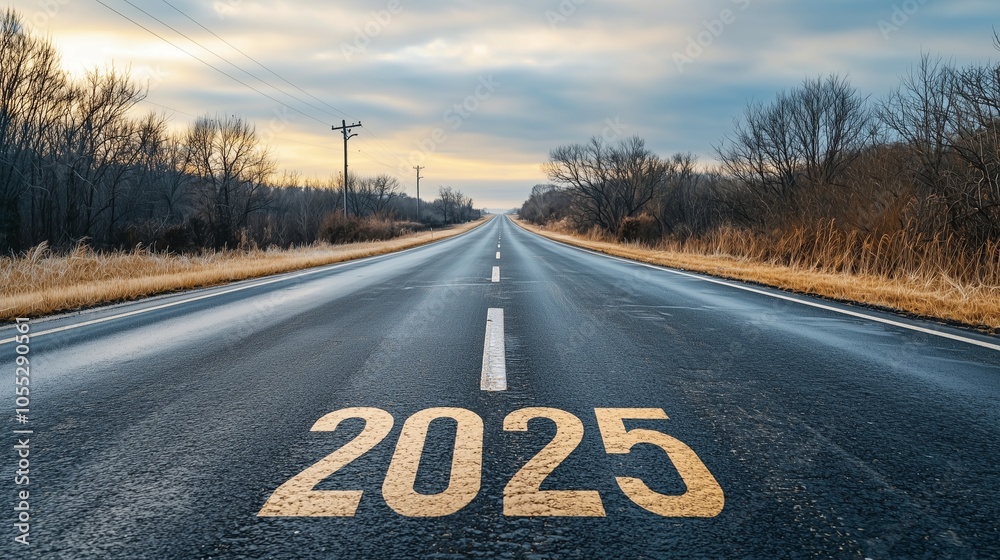Open road with '2025' symbolizes future growth and market expansion ...
