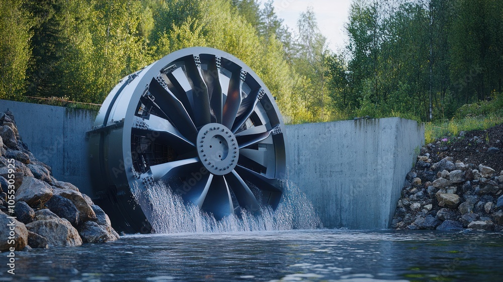 High-tech water turbine with low environmental impact, blending ...