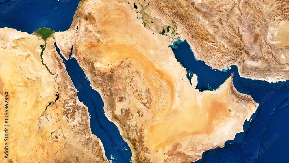 Stock-Illustration „8K Saudi Arabia Map, High Resolution Satellite View With No Border ...