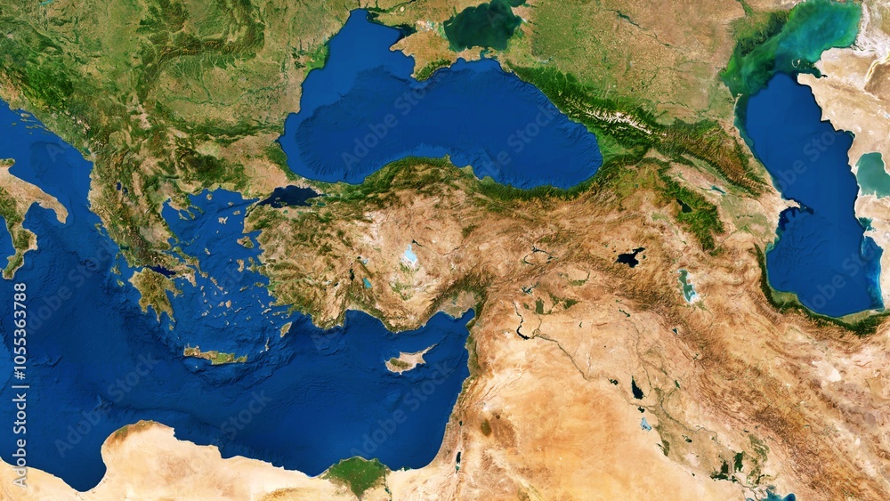 8K Turkiye Map, High Resolution Satellite View With No Border, Widescreen 4K Resolution Stock ...