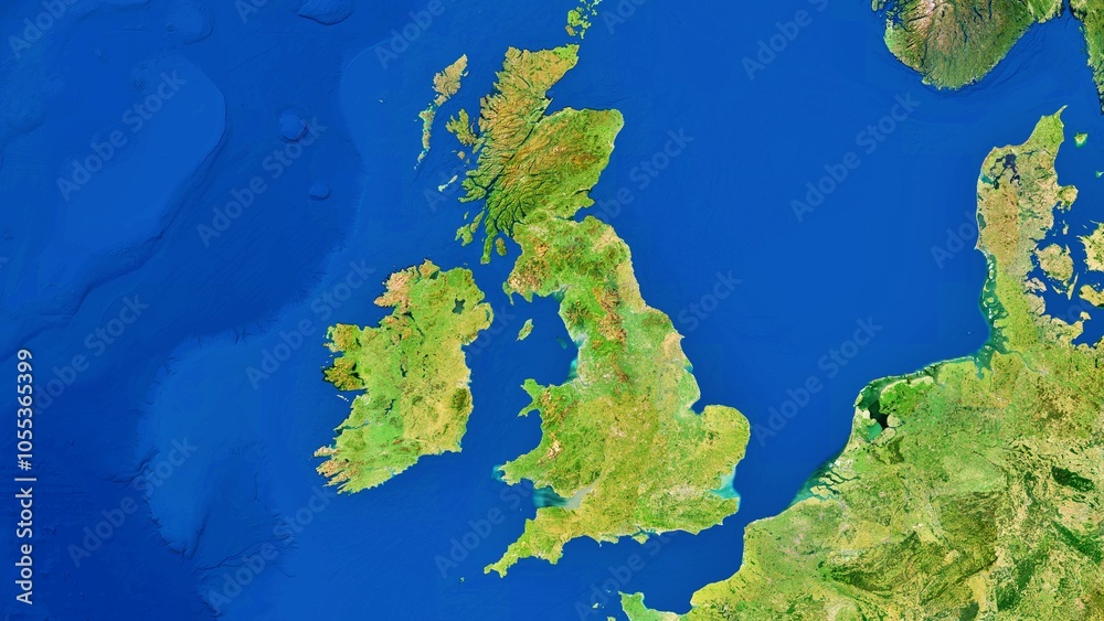8K England Map, High Resolution Satellite View With No Border ...