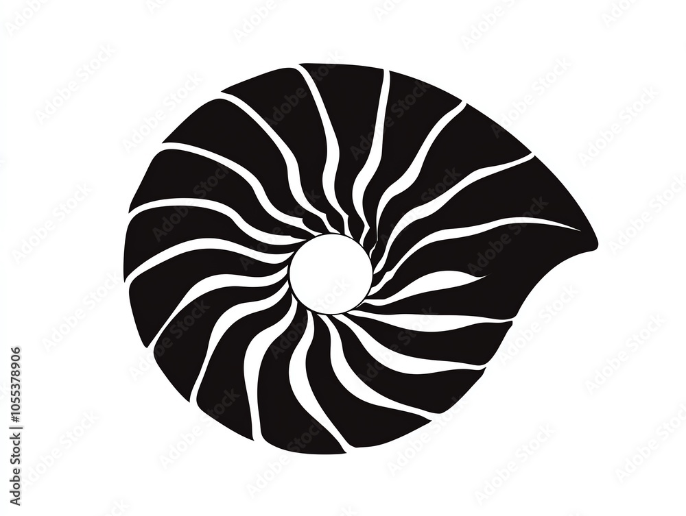 Precise silhouette of a nautilus shell, spiral pattern visible, clean ...