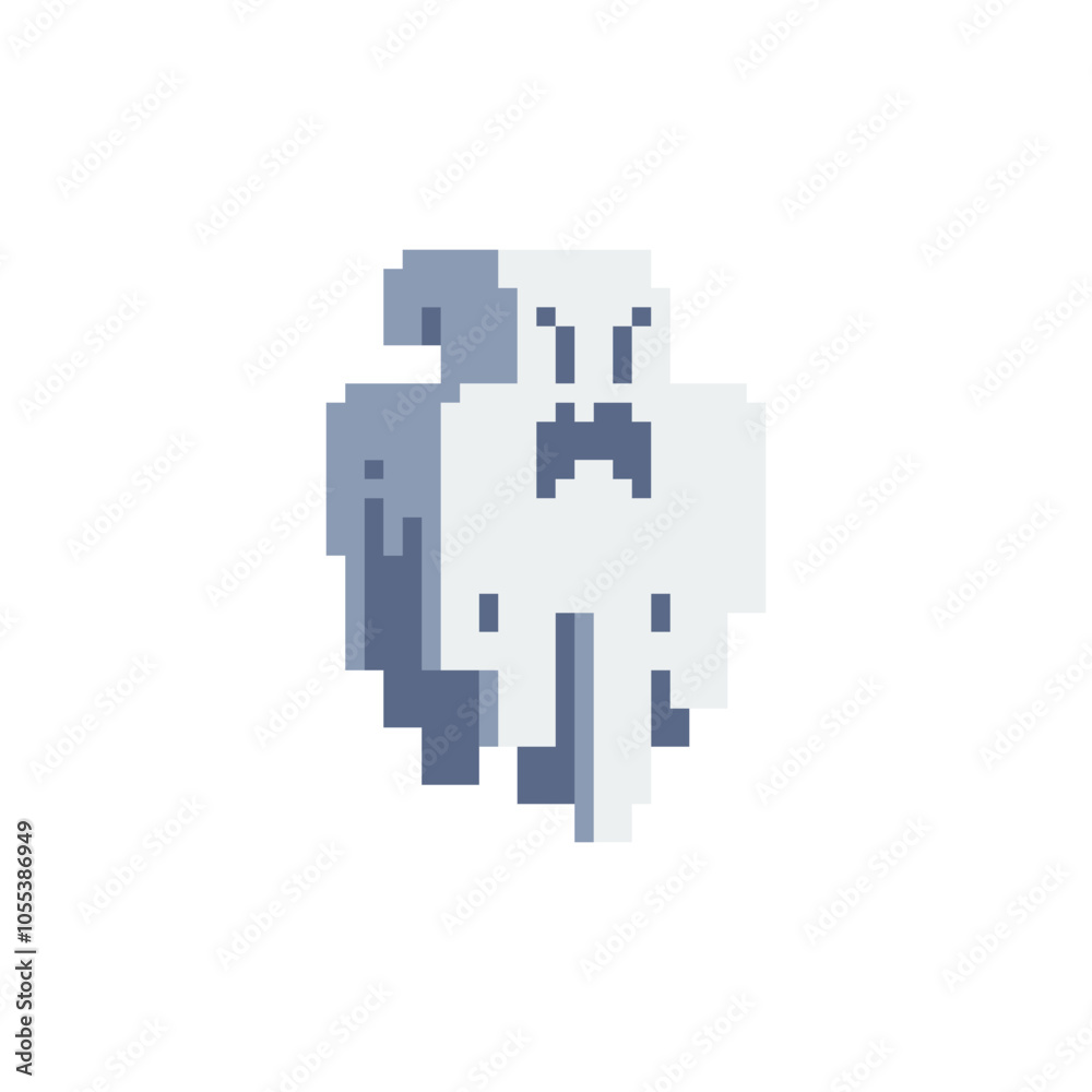 Ghost costume dressed cute character. Pixel art style. Isolated vector ...