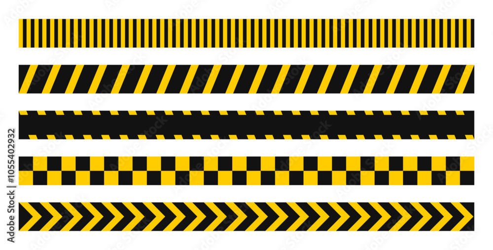 Yellow and black caution warning tape set: designed for industrial ...