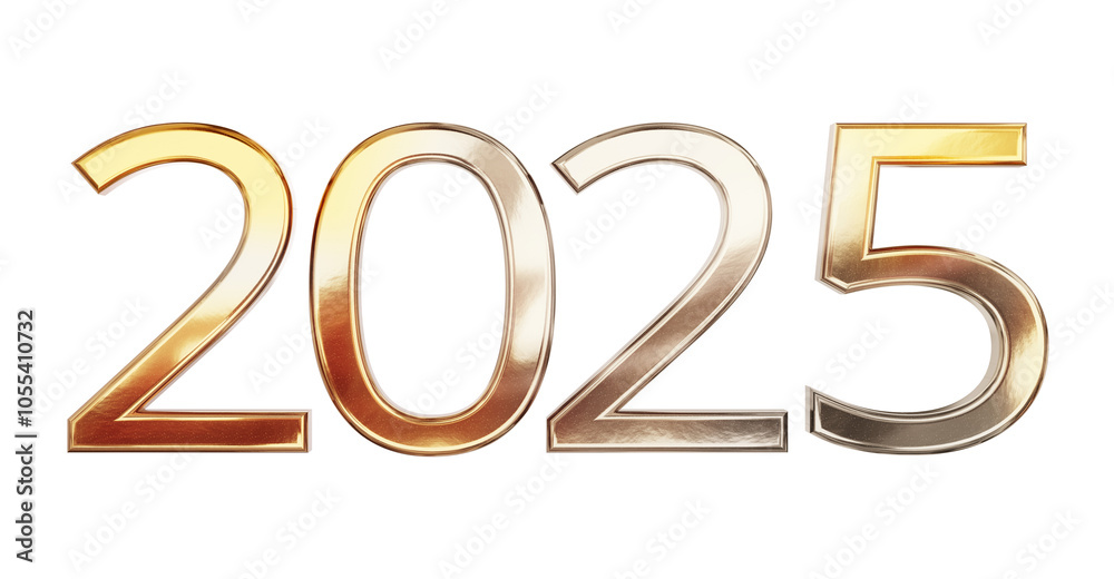 changing from silver to gold, golden metallic number 2025 as 2025 ...