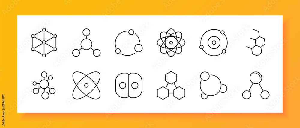 Molecular structure set icon. Molecule structure, chemical bonds ...