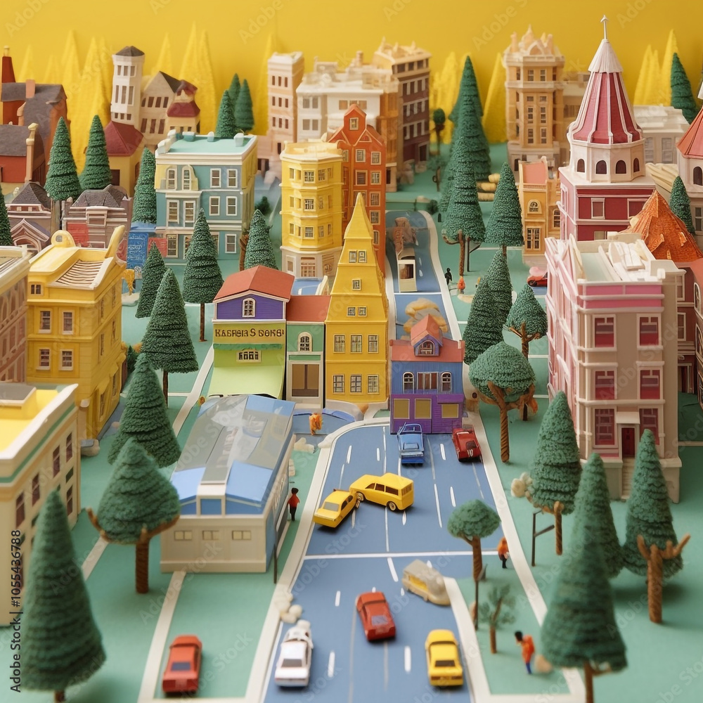 City model, miniature city, origami, paper art folding, buildings ...