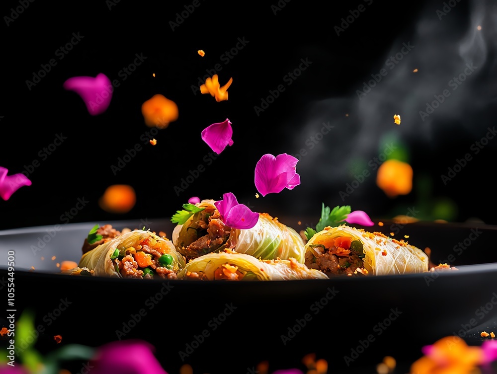 Lean beef and veggie stuffed cabbage rolls, rustic plating, Stuffed ...