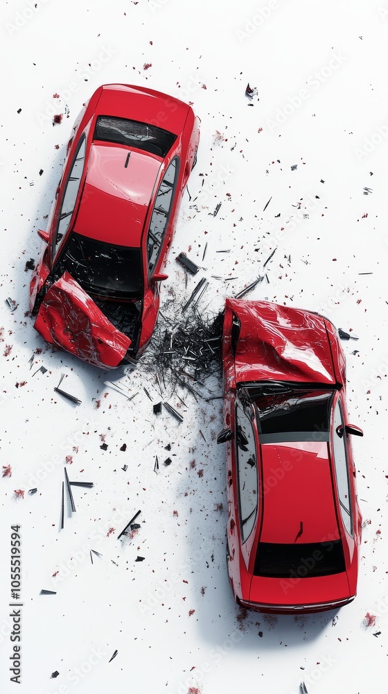 High-Resolution 3D Rendering of Car Accident Scene with Broken Window ...